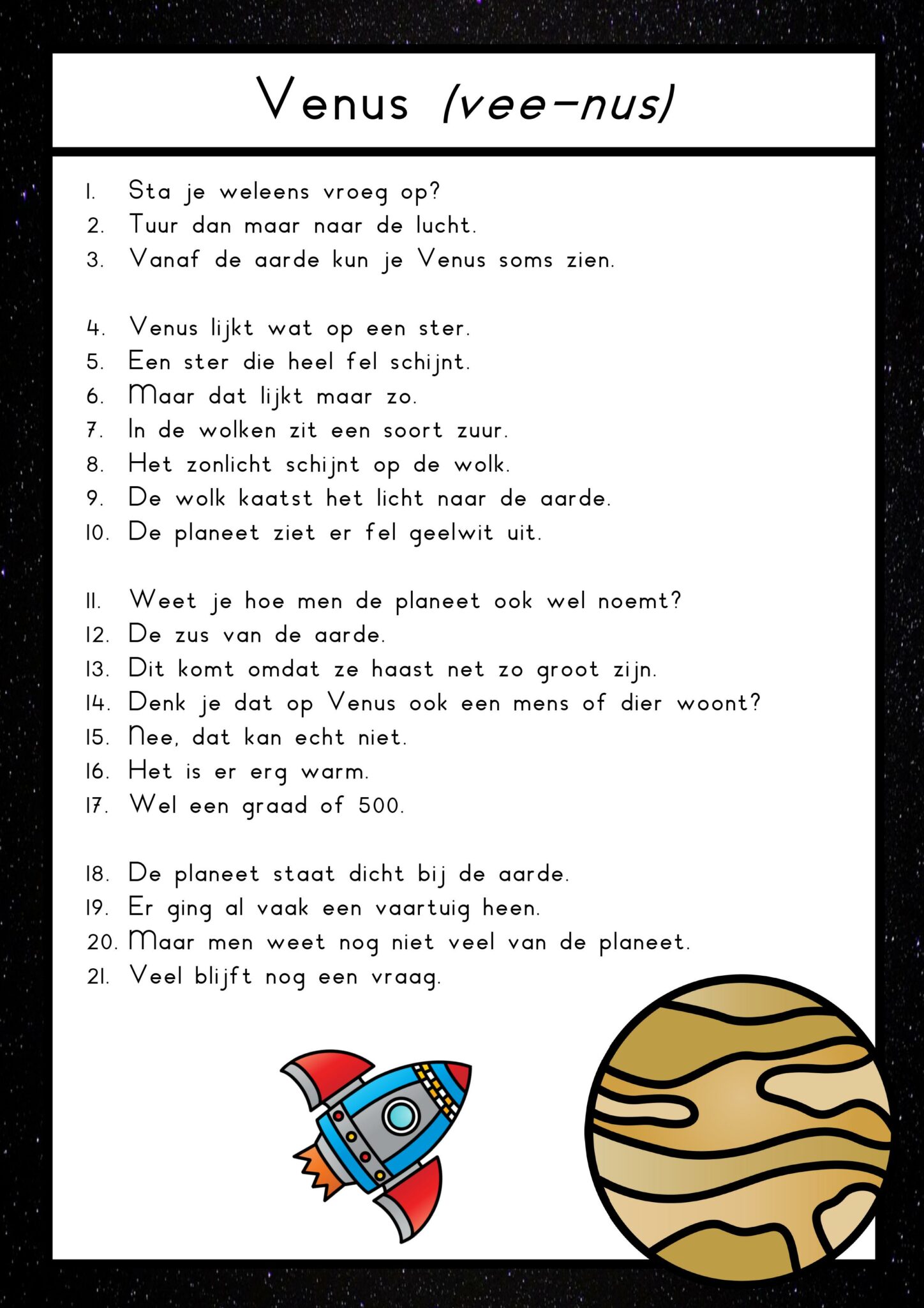 Leesteksten planeten groep 3 - Klas van juf Linda