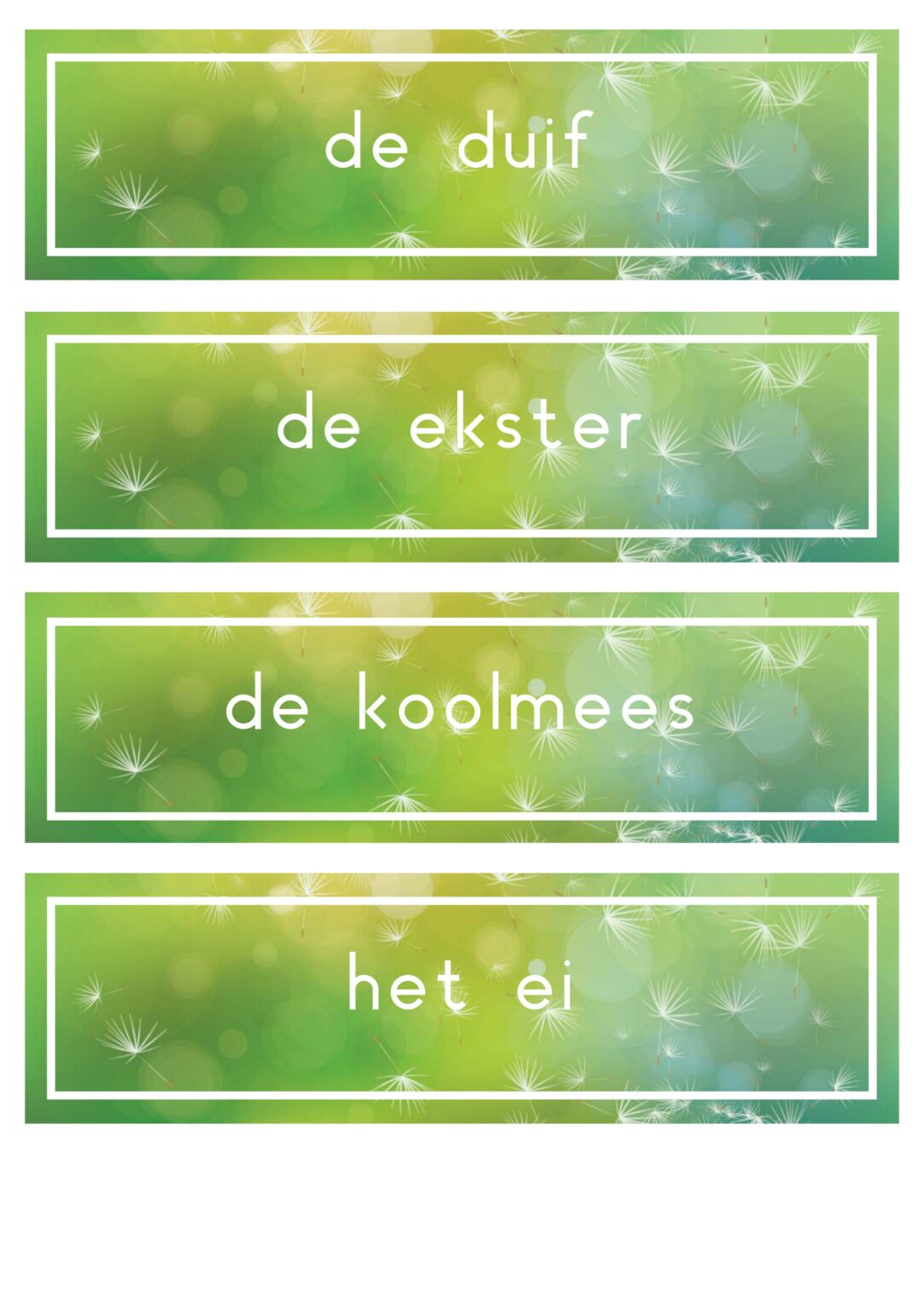 Woordenschat lente - Klas van juf Linda