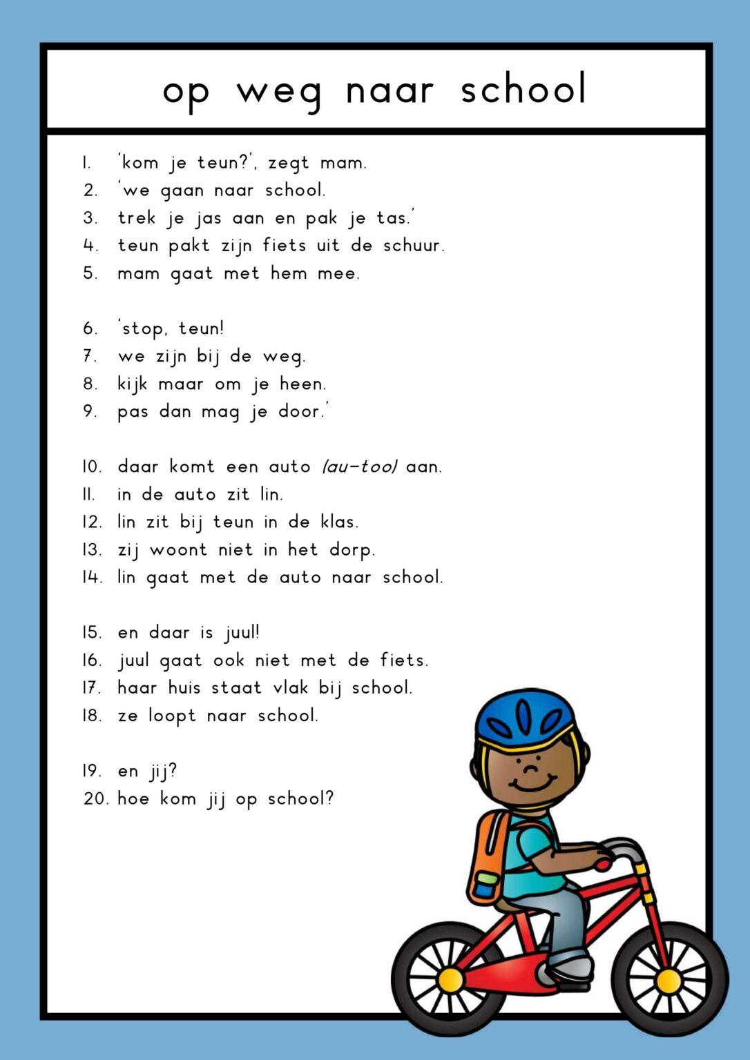 Teksten fiets - Klas van juf Linda