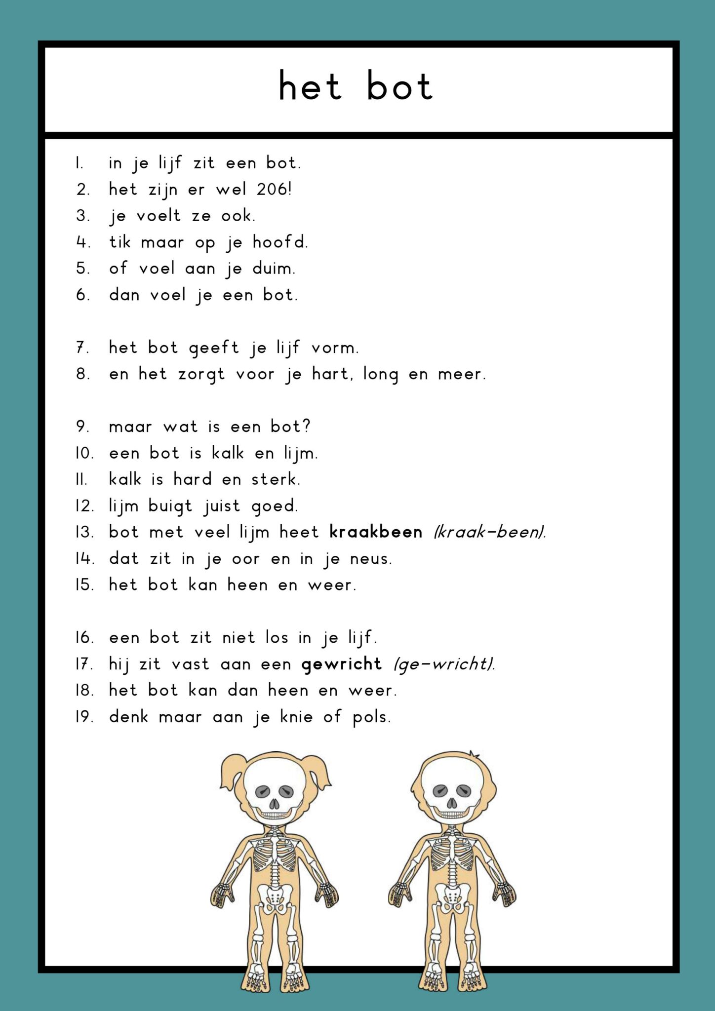 Teksten mijn lijf - Klas van juf Linda