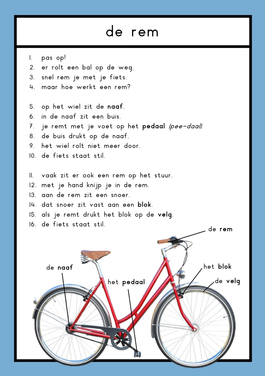 Teksten fiets - Klas van juf Linda