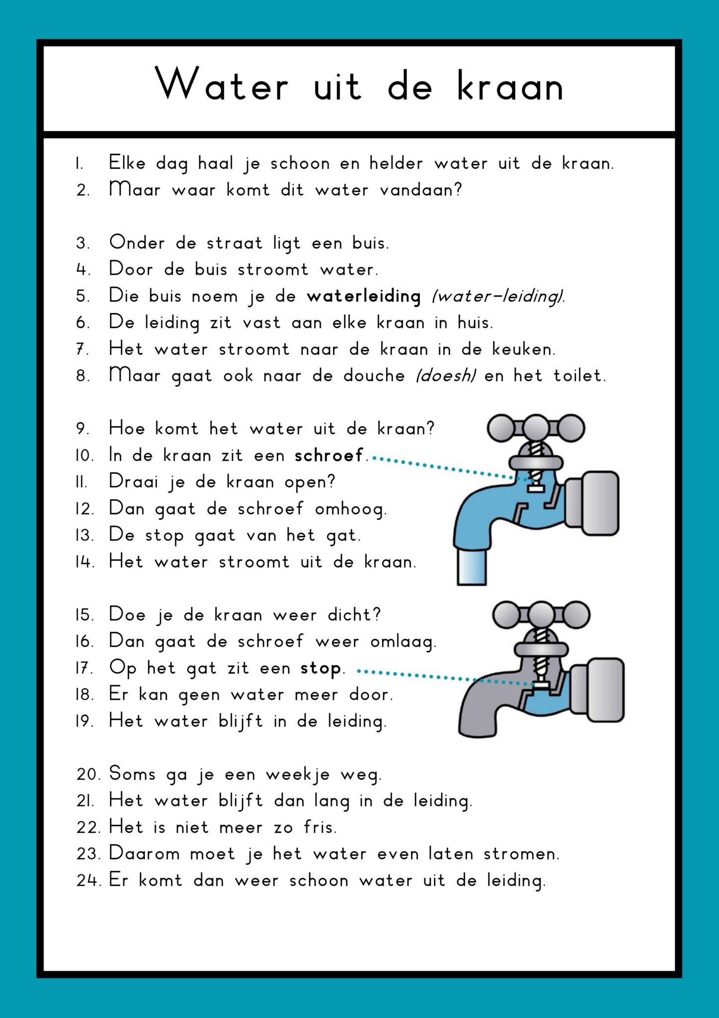 Teksten water in en om het huis - Klas van juf Linda