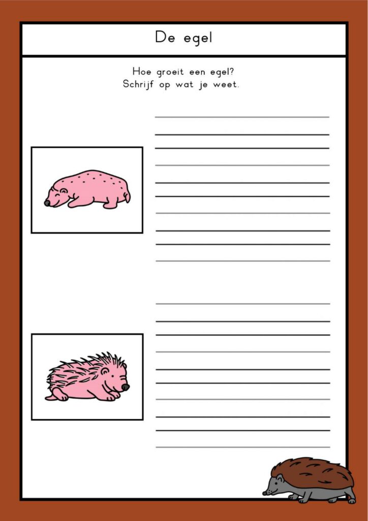 Natuurhoek egel - Klas van juf Linda